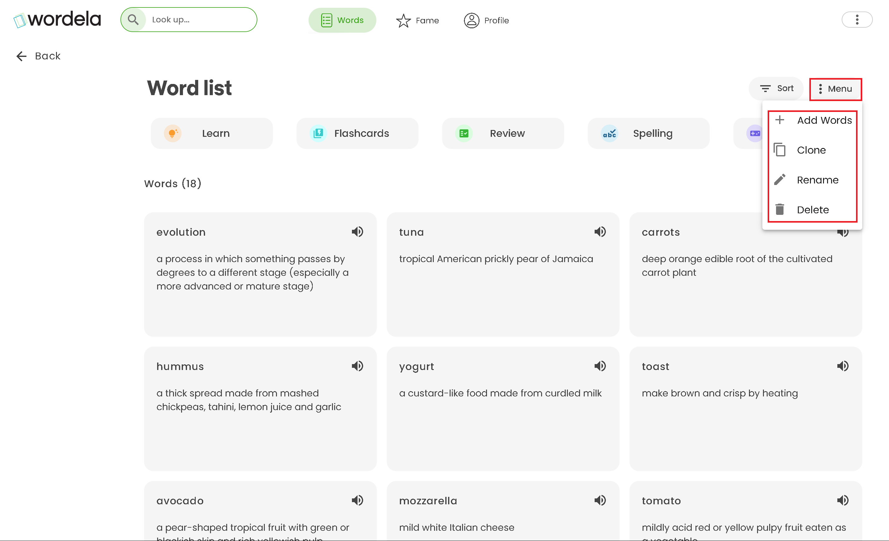 How can I add words to an existing custom word list?