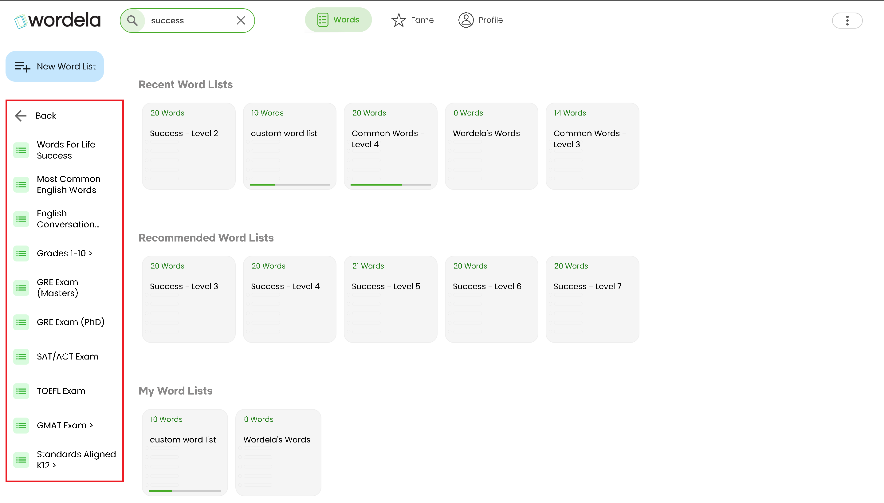 Do you have any premade word lists?