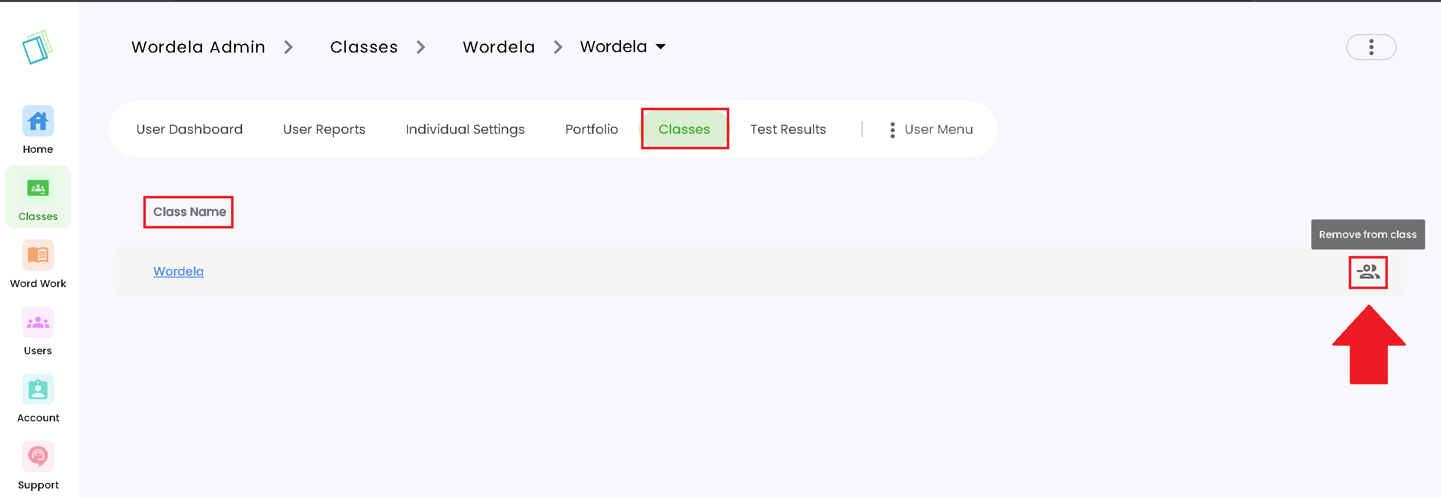 How can I remove a student or a teacher from the class?