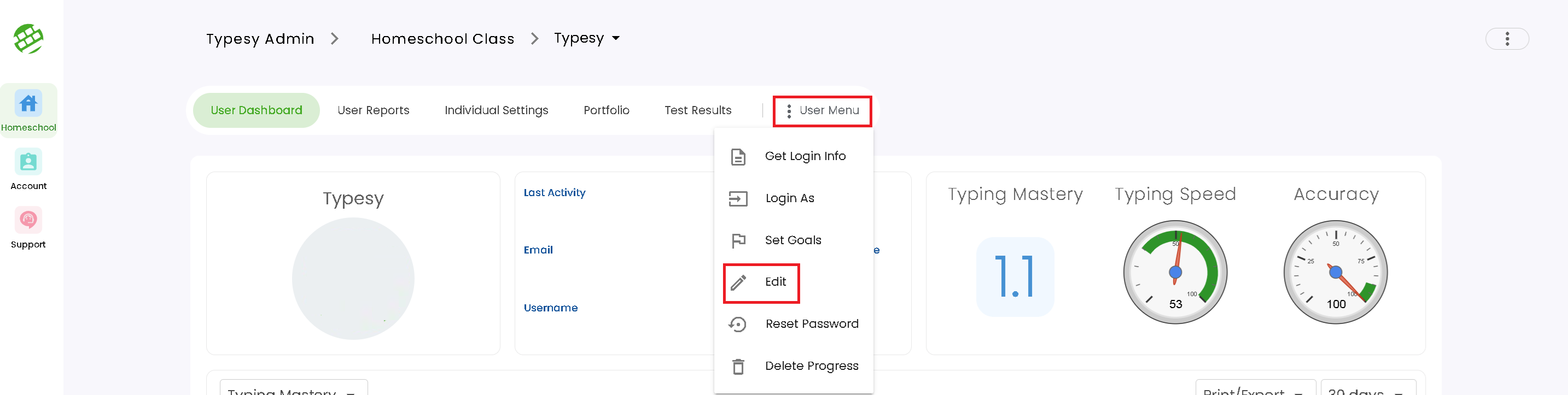 How to reset or change a student's password